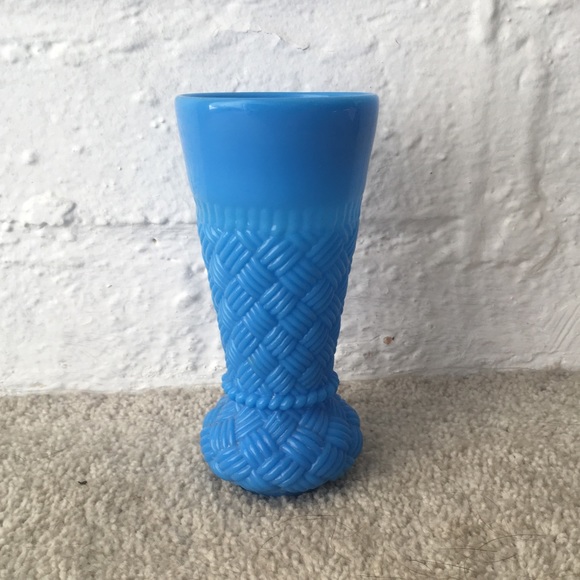 Vintage | Accents | Vintage French Blue Glass Vase Sky Blue Milk Glass ...